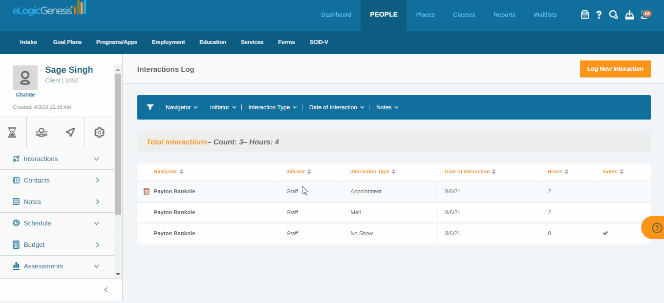 Interaction Log – eLogic Genesis